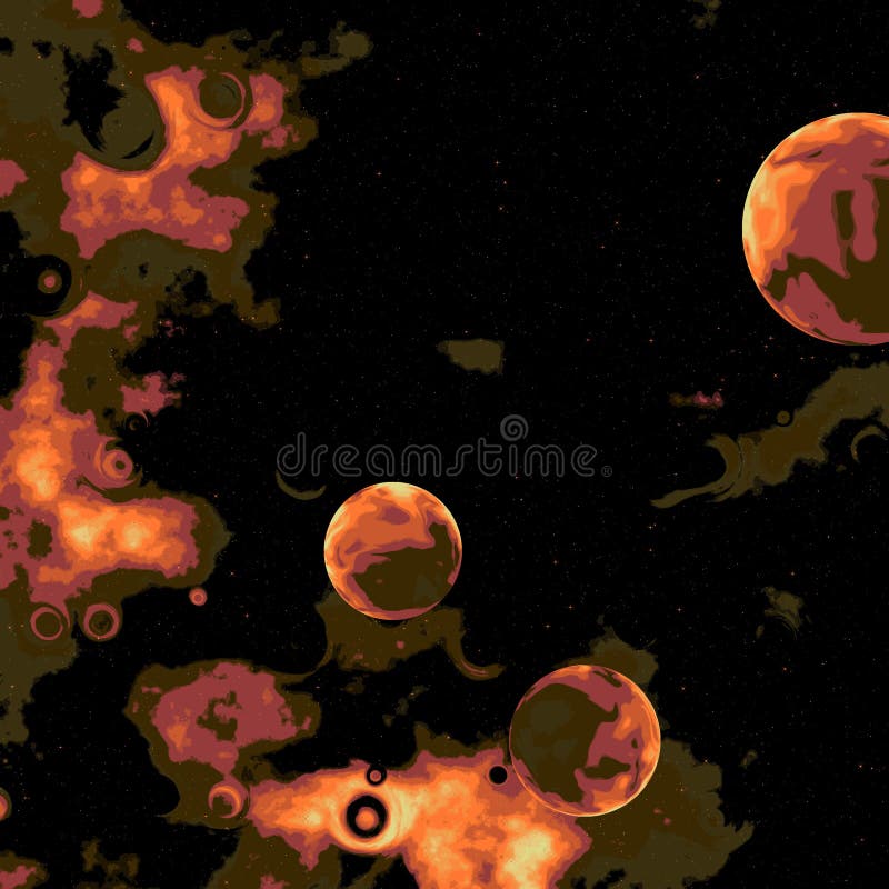 Triple Planet Space Background with Orange Color Tones Stock ...