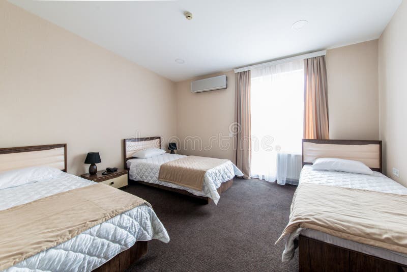 The Triple Room in Modern Hotel Stock Image - Image of luxury, home ...