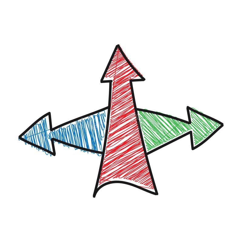 Triple Shaded Arrow in the Doodle Style. Vector Drawing for Design and ...