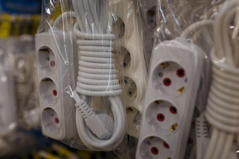 A Triple Socket Extension Cord, Joint with Three Rosettes and White ...