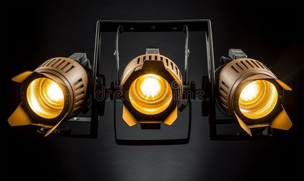 Triple Spotlight from Side To Stage Blank Template Stock Illustration ...