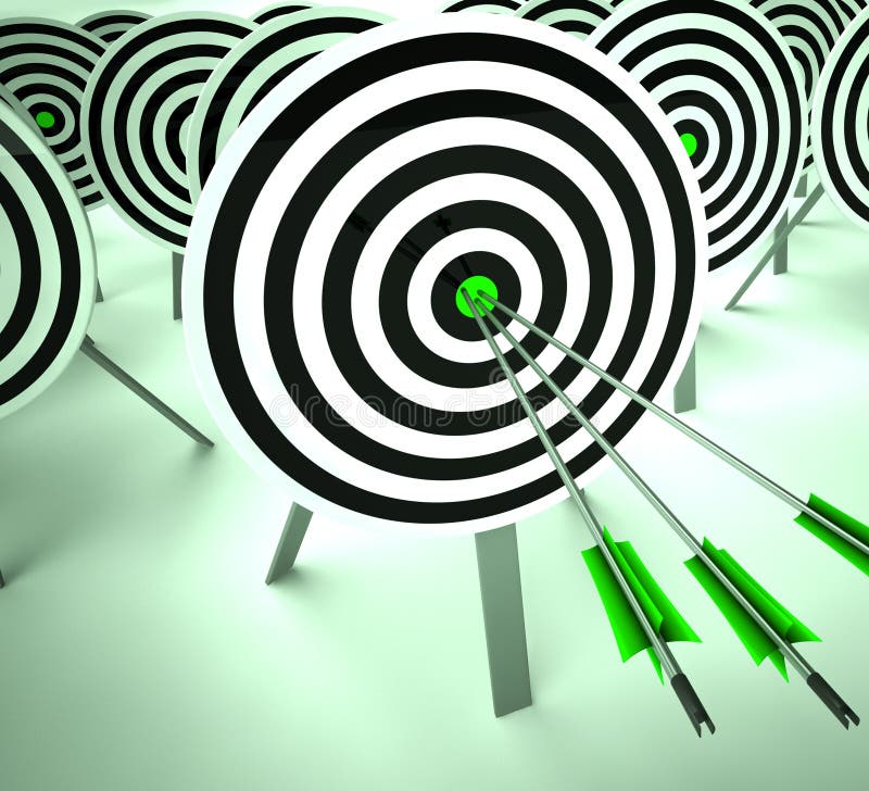 Triple Target Shows Winning Strategy and Excellence Stock Illustration ...