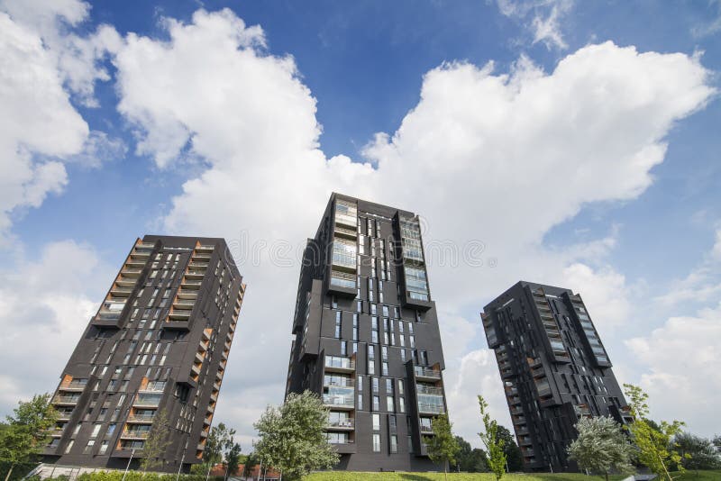 Triple towers stock image. Image of tree, hypothec, facade - 58871575