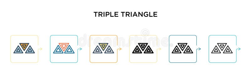 Triple Triangle Vector Icon in 6 Different Modern Styles. Black, Two ...