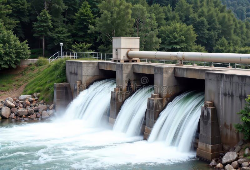 Close-Up of Water Gates Releasing Smooth Water Flow, Generative Ai ... Close-Up of Water Gates Releasing Smooth Water Flow, Generative Ai ...