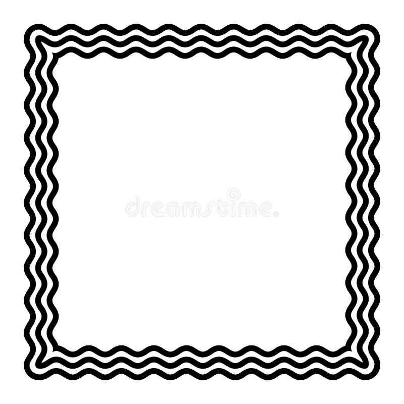 Three Bold Wavy Lines Forming a Black Square Shaped Frame Stock Vector ...
