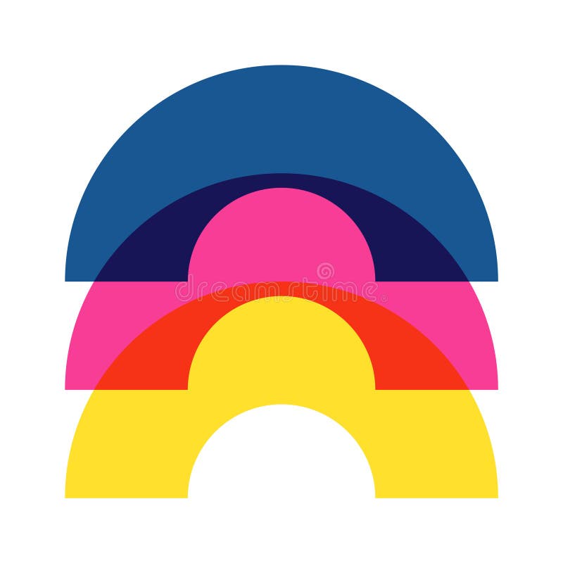 Tripling Arch Geometric Figures Risograph Stock Vector - Illustration ...