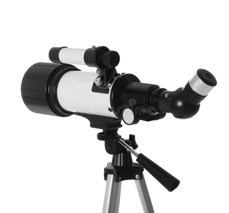 Tripod with Modern Telescope Isolated on White Stock Image - Image of ...