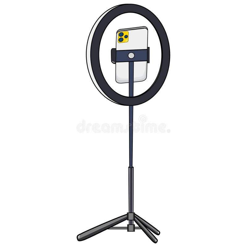 Tripod with Ring Light and Smartphone. Cartoon Stock Vector ...