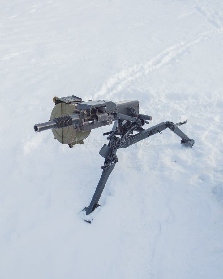On the Tripod Russian Grenade Launcher in Winter. Stock Image - Image ...