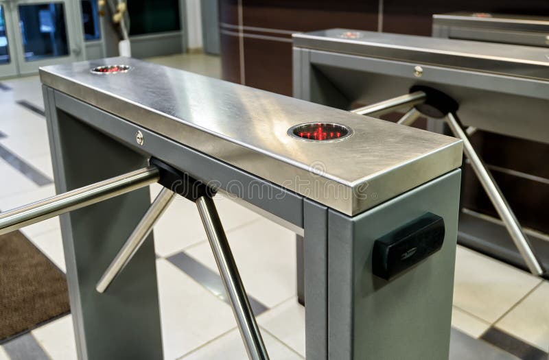 The Tripod Turnstile with Electronic Card Reader Stock Image - Image of ...