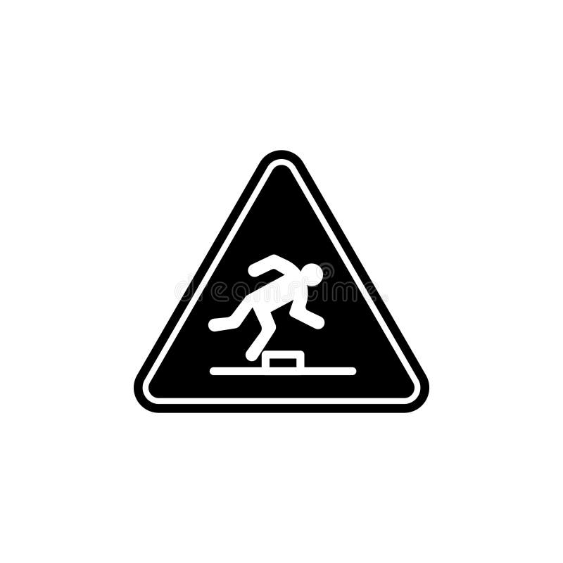 Tripping Hazard Warning Sign Icon Set. Danger Alert for Potential ...