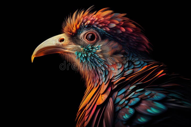 Trippy Bird with Psychedelic Patterns on Its Feathers Stock ...
