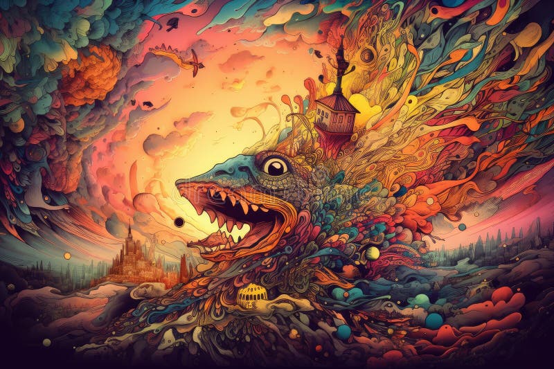 Trippy Creature, with Its Body Made of Multiple Creatures and Elements ...