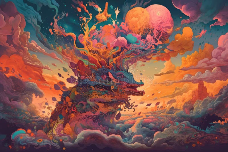 Trippy Creature, with Its Body Made of Multiple Creatures and Elements ...