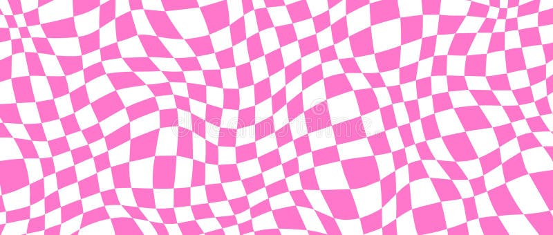 Trippy Distorted Checkerboard Background. Pink and White Retro ...
