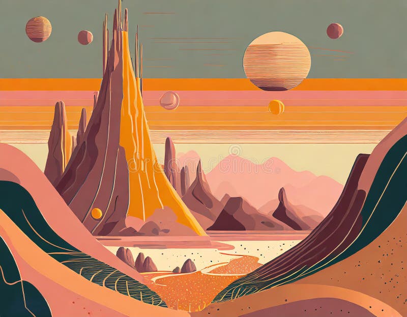 Trippy Landscape, Peach Tones, Sci-fi - Generated by Ai Stock ...
