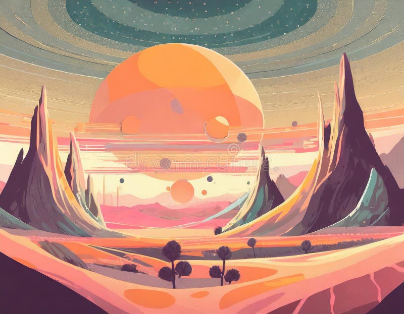 Trippy Landscape, Peach Tones, Sci-fi - Generated by Ai Stock ...