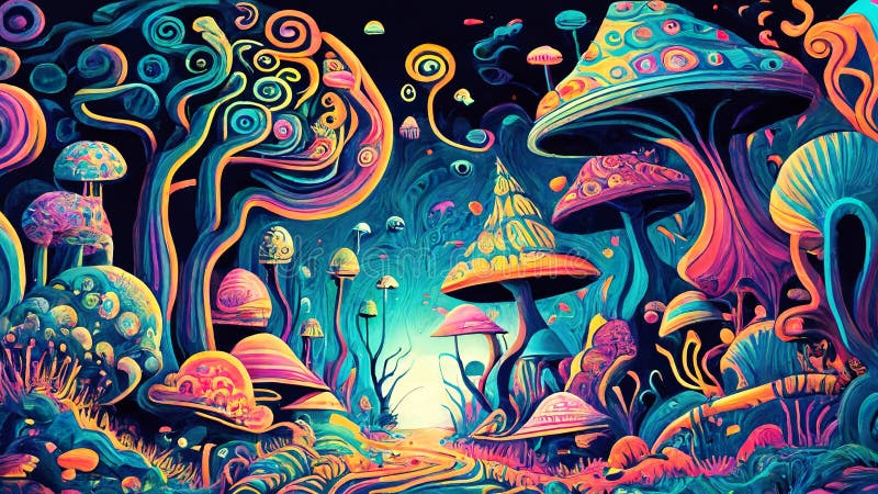 Trippy and Psychedelic Artwork in Retro Hippie Style, Generative AI ...