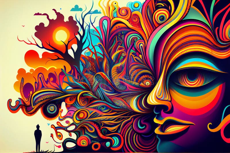 Trippy and Psychedelic Artwork. Surreal Illustration in Vivid ...