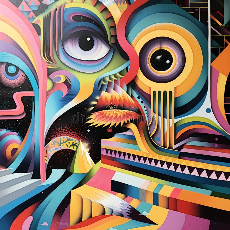 Trippy and Psychedelic Music Single or Album Cover Stock Illustration ...