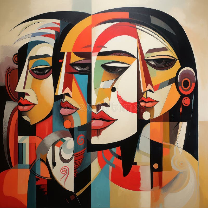 Abstract Faces in Vibrant Colors. Concept of Identity, Diversity ...