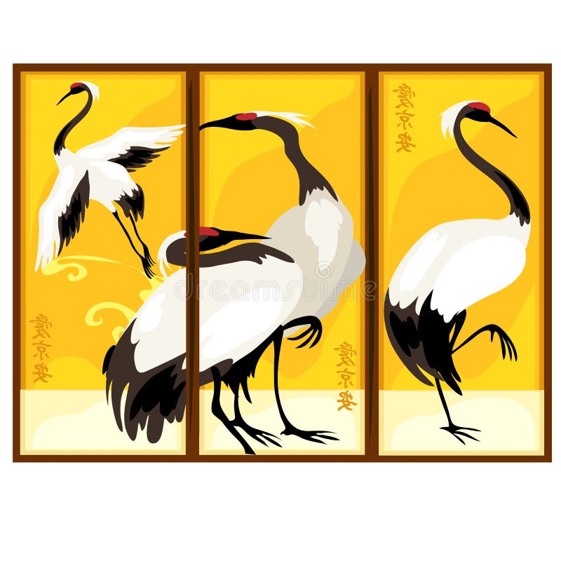 Triptych in Eastern Style with Bird Stock Vector - Illustration of ...