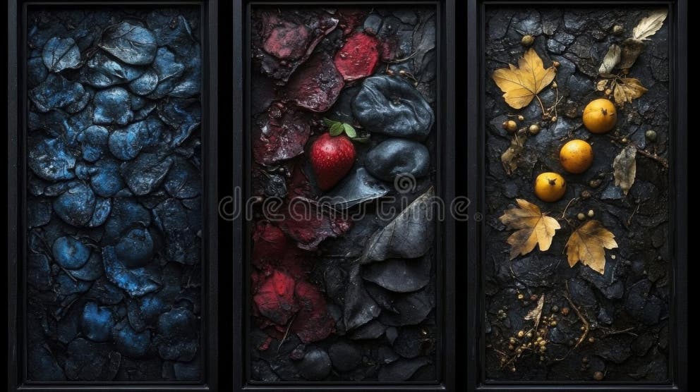 Triptych of Nature s Hues stock illustration. Illustration of life ...