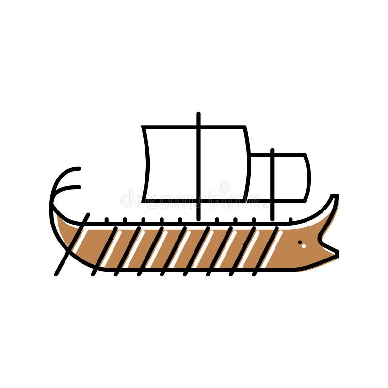 Trireme Ancient Ship Color Icon Vector Illustration Stock Illustration ...