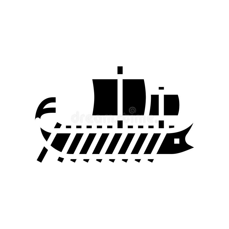 Trireme Ancient Ship Glyph Icon Vector Illustration Stock Illustration ...