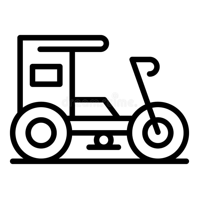 Trishaw Icon Outline Vector. Rickshaw Old Stock Vector - Illustration of carriage, black: 255073060