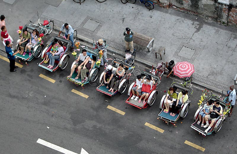 Group Trishaw Ride editorial stock photo. Image of penang - 139428683