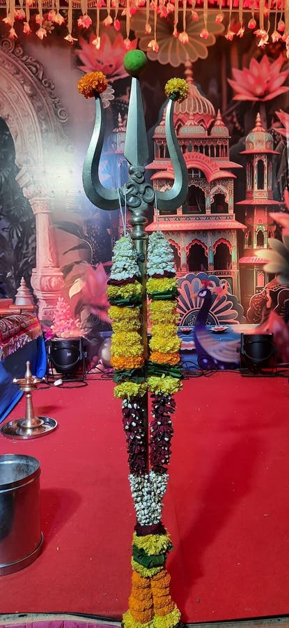Trishul (trident) Pooja Worshipping in Navaratri Stock Photo - Image of ...