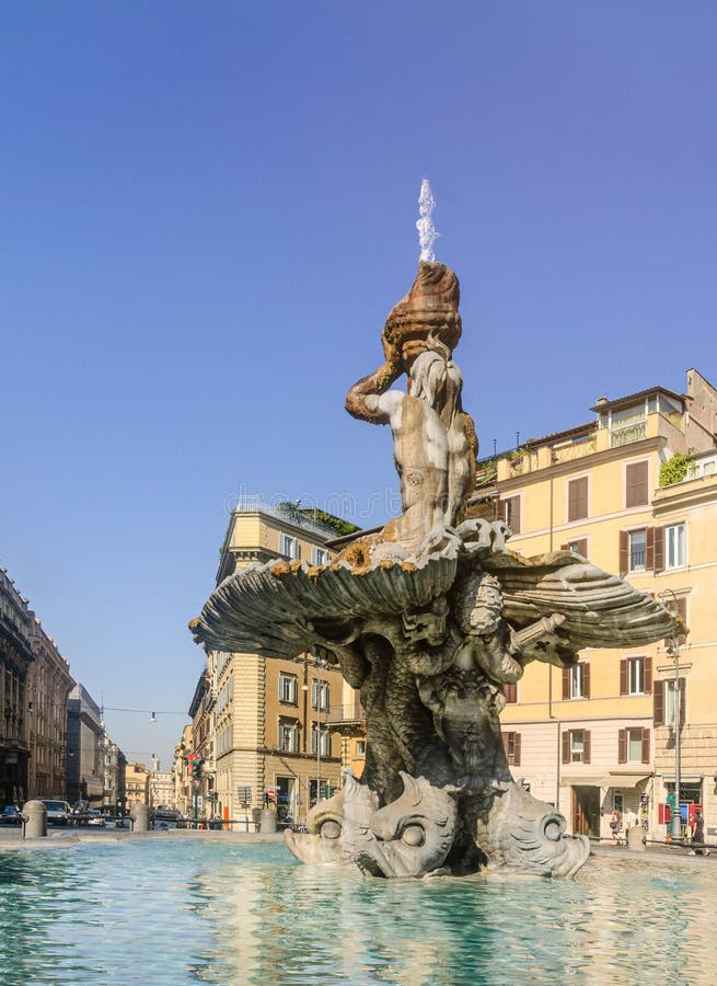 Triton Fountain in Barberini Square, Rome, Quirinal Editorial Image ...