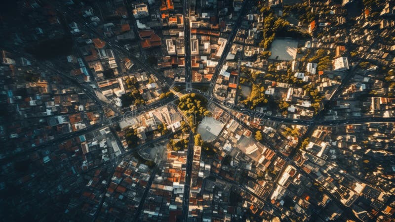 Tritone Aerial View of a City for Depth Stock Illustration ...