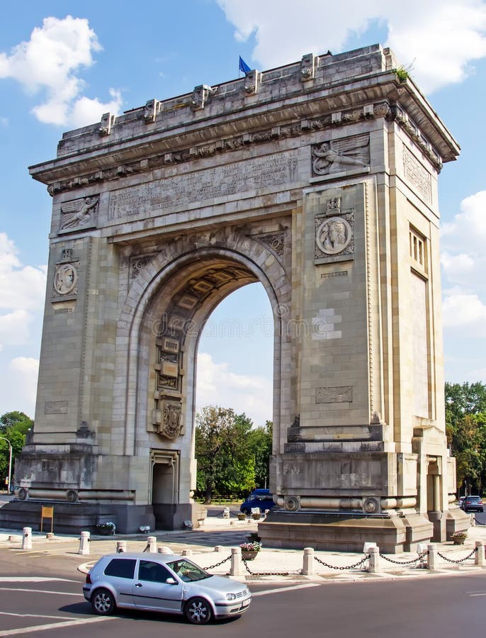The Triumph Arch, Arcul De Triumf, Outdoor, Restored. the Clock from ...