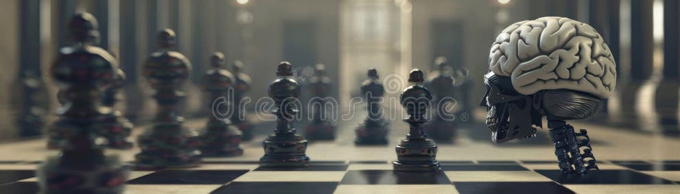 Triumph of Intelligence Over Challenge a Dynamic Scene of an AI Brain ...