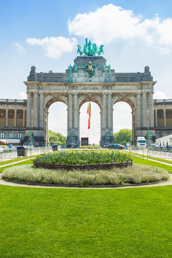 The Triumphal Arch (Arc De Triomphe) in the Cinquantenaire Park in ...
