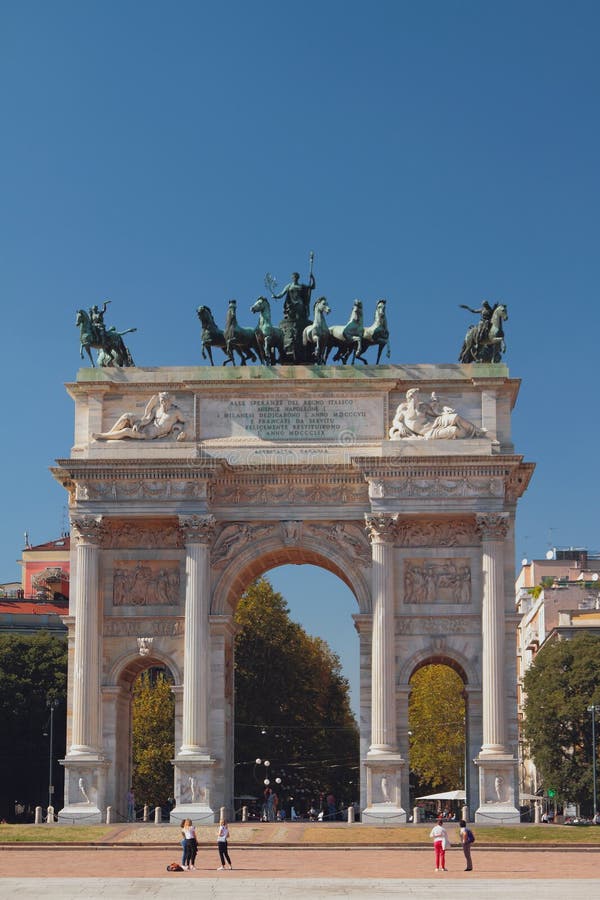 Triumphal Arch Arco Della Pace. Milan, Italy Editorial Stock Photo ...