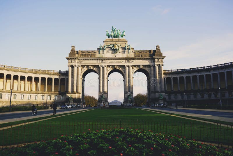 Triumphal Arch Statue of a Charioteer with Four Horses Placed on a ...