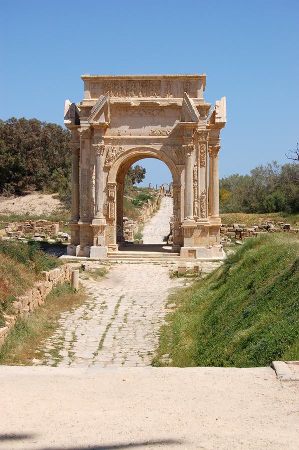 Triumphal Arch, Leptis Magna, Libya Stock Image - Image of ancient ...