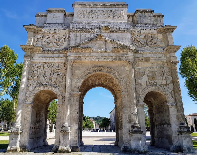 The Triumphal Arch of Orange Stock Image - Image of roman, landmark ...