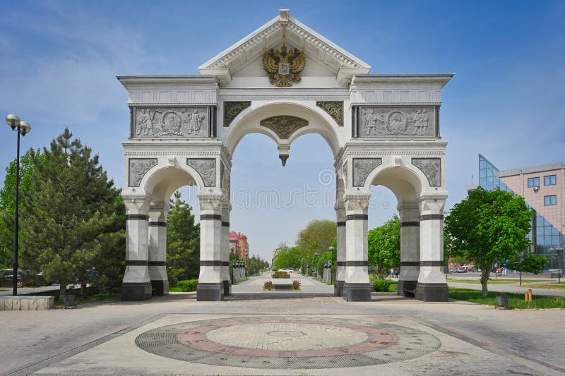 Triumphal Arch Square in Astrakhan City Stock Image - Image of memorial ...