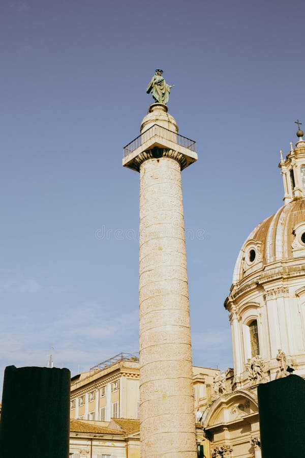 The Triumphal Roman Trajan Column Stock Photo - Image of facade, spire ...