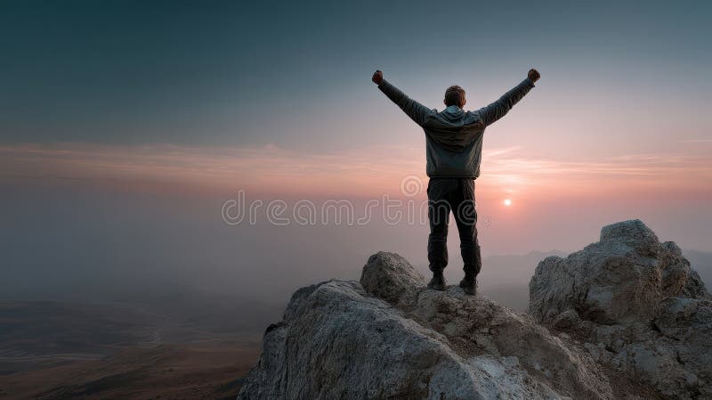 Triumphant Hiker Silhouette Stock Illustrations – 95 Triumphant Hiker ...