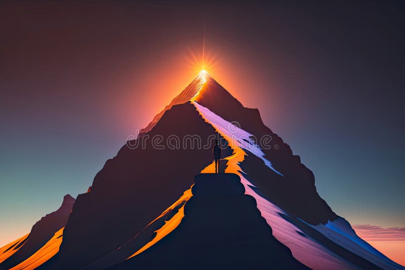 Triumphant Person Mountain Background Generative AI Stock Illustration ...