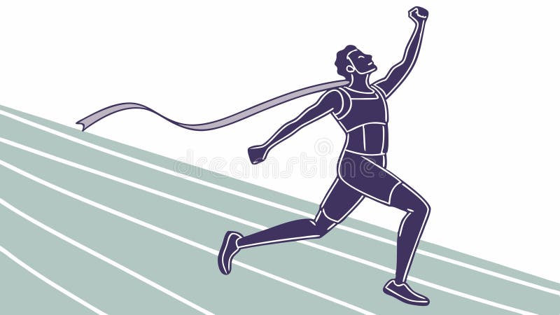 Runner Crossing Finish Line Victory Pose, Vector Design Generative AI ...