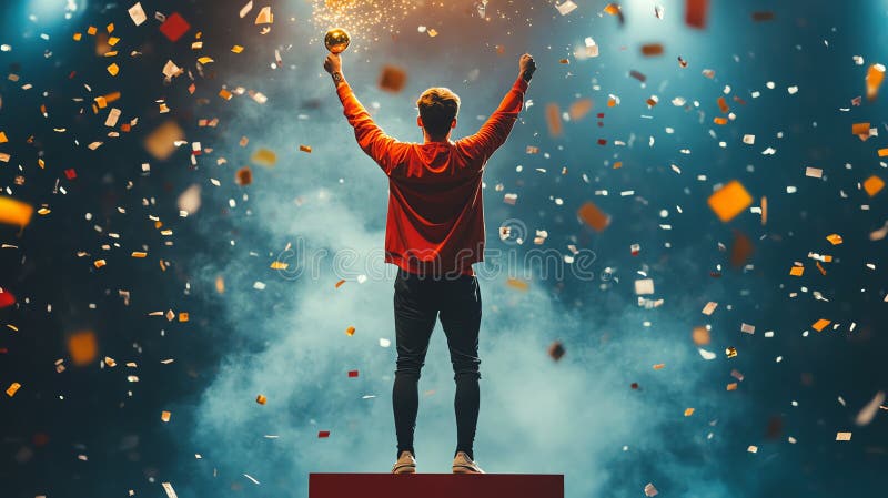 Triumphant Winner Celebrating Victory Podium Stock Photos - Free ...