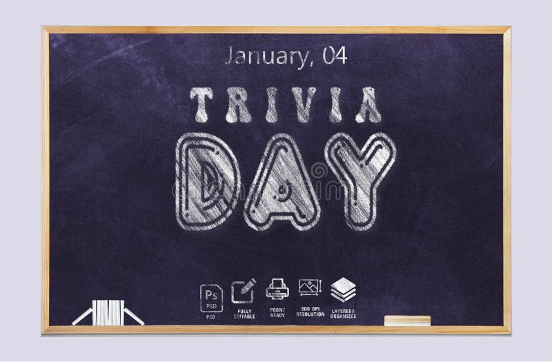 Trivia Day, January 04 Editable Chalk Text Effect Stock Photo - Image ...