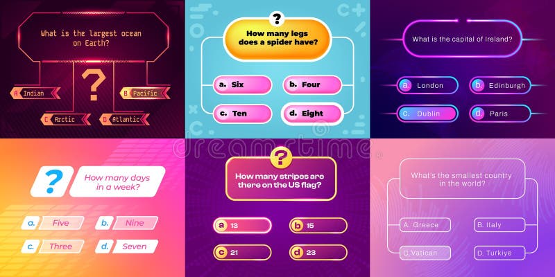 Trivia Game Ui. Question and Answer Template for Quiz Show, Multiple Choice Interface with ...